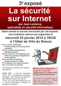 Troisième exposé “La sécurité sur Internet” – 22/01/14 – EPN du Roeulx